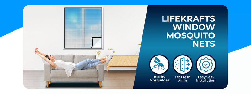 Polyester Stitched Window Mosquito Net Curtain | Pre-Stitched to Net ...